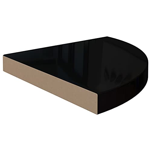 DYRJDJWIDHW Floating Corner Shelves 4 pcs Bookshelf for Bedroom,Shelves,Wood Bookcase,Suitable for Bedroom, Office, Living Room, Study,High Gloss Black 13.8"x13.8"x1.5" MDF