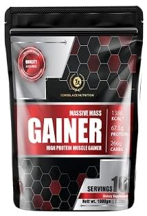 Massive Mass Gainer - 1.9 LBS - (1kg) - Chocolate Flavor - Solid (Muscle & Mass GAIN) (Pack of 1)