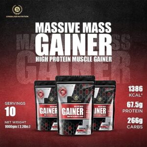 Massive Mass Gainer - 1.9 LBS - (1kg) - Chocolate Flavor - Solid (Muscle & Mass GAIN) (Pack of 1)