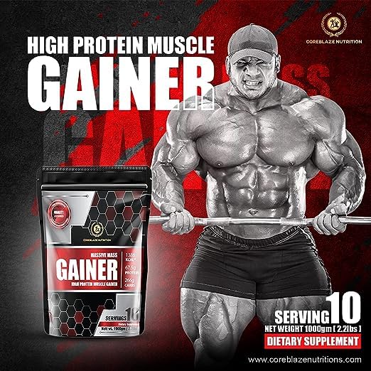 Massive Mass Gainer - 1.9 LBS - (1kg) - Chocolate Flavor - Solid (Muscle & Mass GAIN) (Pack of 1)