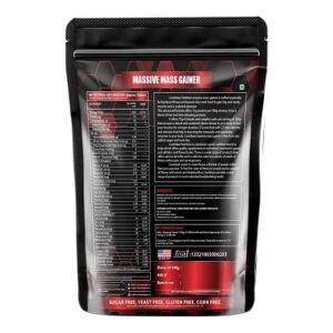 Massive Mass Gainer - 1.9 LBS - (1kg) - Chocolate Flavor - Solid (Muscle & Mass GAIN) (Pack of 1)