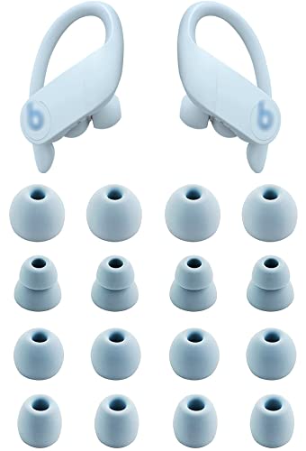 Rayker Ear Tips Compatible with Powerbeats Pro, Soft Silicone Earbud Tips Eartips, S/M/L/ Double Flange Sizes Include, Compatible with Powerbeats Pro PB Pro, 8 Pairs, Glacier Blue