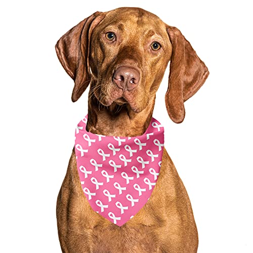 CUTIE TIES Breast Cancer Dog Bandana –Cooling Material-Premium Quality Bandanas for Dogs-Fancy Bandanas-Cute Dog Bandanas in Two Sizes (Breast Cancer, Small (13.75" x 13.75" x 19"))