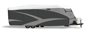 adco 36842 designer series olefin hd travel trailer cover 22' 1" - 24', gray/white