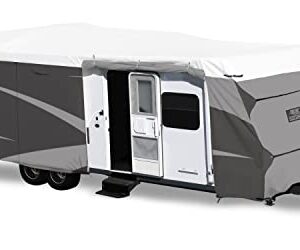 ADCO 36842 Designer Series Olefin HD Travel Trailer Cover 22' 1" - 24', Gray/White