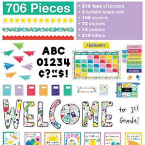 Carson Dellosa Happy Place Classroom Bright Classroom Decor Bundle, Classroom Calendar & Welcome Bulletin Board, Bulletin Board Letters, Classroom Decor Set, Motivational Poster Set (706 pc)