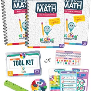 Be Clever Wherever Grade 3 Math Kit, 2nd & 3rd Grade Math Tool Kit, Word Problem Strategies, Intro To Multiplication, and Intro to Fractions Math Reference Books (14 Pc)