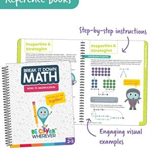 Be Clever Wherever Grade 3 Math Kit, 2nd & 3rd Grade Math Tool Kit, Word Problem Strategies, Intro To Multiplication, and Intro to Fractions Math Reference Books (14 Pc)