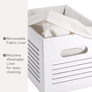 Creative Scents Wooden Crates for Storage - Set Of 3 Sizes Nesting Wood Crates with Removable Fabric Liner, Cutout Handles and Breathable Holes - The Best Sizes Chosen for Home Storage Bins (White)