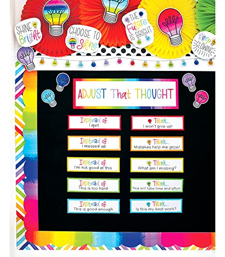 Schoolgirl Style Light Bulb Moments Classroom Decor Bundle, Classroom Calendar, Growth Mindset Bulletin Board Sets, Bulletin Board Border, Cutouts, Nameplates, Motivational Poster Pack (588 pc)