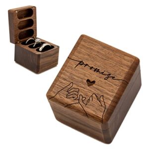 muujee pinky promise 3 slot ring box - engraved triple wooden ring case box for wedding ceremony ring bearer box -birthday gift ideas