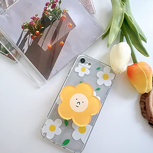 ONLYOU Phone Grip Holder Hand Ring Stand Griptok Korea iPhone Case Smartphone Flowers Funny Cute Fall Prevention (Yellow)