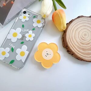 ONLYOU Phone Grip Holder Hand Ring Stand Griptok Korea iPhone Case Smartphone Flowers Funny Cute Fall Prevention (Yellow)