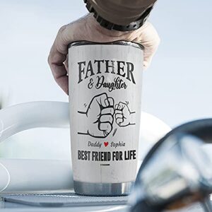 Wassmin Personalized Father & Daughter Best Friends For Life Dad Stainless Steel Tumbler 20oz 30oz Double Wall Vacuum Insulated Tumblers Coffee Travel Mug For Birthday Father's Day Christmas for Dads