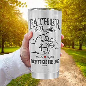 Wassmin Personalized Father & Daughter Best Friends For Life Dad Stainless Steel Tumbler 20oz 30oz Double Wall Vacuum Insulated Tumblers Coffee Travel Mug For Birthday Father's Day Christmas for Dads