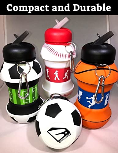 8 Ball Water Bottle - Collapsible Silicone Durable Handheld H2O Wide Mouth Black Sports Billiards Ball Container holds 19oz