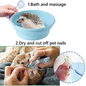 Hedgehog Supplies Hedgehog Bath Kit Plastic Foldable Hedgehog Bathtub, Hedgehog Nail Clippers, 2PCS Bathing Brush, Bath Towel, Pet Guinea Pig Bath for Small Animal