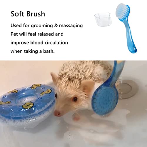 Hedgehog Supplies Hedgehog Bath Kit Plastic Foldable Hedgehog Bathtub, Hedgehog Nail Clippers, 2PCS Bathing Brush, Bath Towel, Pet Guinea Pig Bath for Small Animal