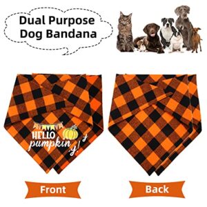 Chngeary Dog Bandana for Dogs(2 Pack),Classic Orange Plaid Style Thanksgiving Dog Bandana for Small Medium Large Dogs Accessories Triangle Dog Thanksgiving Scarf