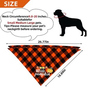 Chngeary Dog Bandana for Dogs(2 Pack),Classic Orange Plaid Style Thanksgiving Dog Bandana for Small Medium Large Dogs Accessories Triangle Dog Thanksgiving Scarf