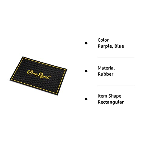 Crown Royal Bar and Spill Mat | Canadian Whiskey Rubber Bar Mat for Drips with Crown Royal Logo | Professional Non-Slip Bar Service Mat, 18 x 12” Compatible