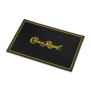 crown royal bar and spill mat | canadian whiskey rubber bar mat for drips with crown royal logo | professional non-slip bar service mat, 18 x 12” compatible