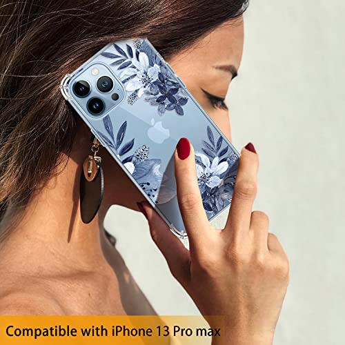 ilnehc Flower Pattern Designed for iPhone 13 Pro Max Case[with Screen Protector], Floral Clear Women Phone Case Shockproof Protective Soft TPU Bumper Cover 6.7 Inch 2021