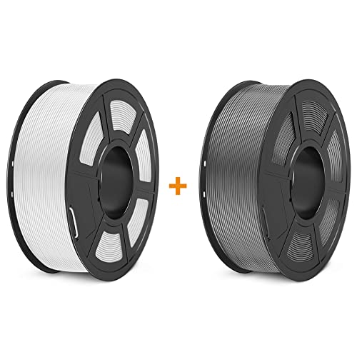 PLA+ 3D Printer Filament 1.75mm, SUNLU PLA Filament PRO, Dimensional Accuracy +/- 0.02 mm, 1 kg Spool, 1.75 PLA Plus, White+Grey