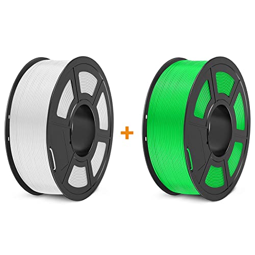 PLA+ 3D Printer Filament 1.75mm, SUNLU PLA Filament PRO, Dimensional Accuracy +/- 0.02 mm, 1 kg Spool, 1.75 PLA Plus, White+Green