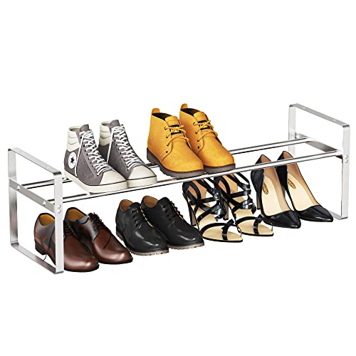 V.C.Formark 1 Tier Shoe Rack,8 Pairs Stainless Steel Shoe Shelves for Entryway,Shoe Rack Organizer for Closet,Room,Garage,31.6’’W x 9.5’’D x 9.5’’H(Silver)