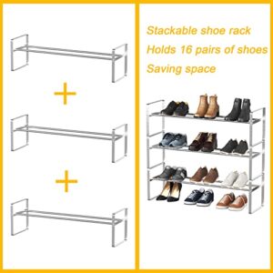 V.C.Formark 1 Tier Shoe Rack,8 Pairs Stainless Steel Shoe Shelves for Entryway,Shoe Rack Organizer for Closet,Room,Garage,31.6’’W x 9.5’’D x 9.5’’H(Silver)