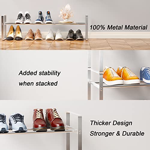 V.C.Formark 1 Tier Shoe Rack,8 Pairs Stainless Steel Shoe Shelves for Entryway,Shoe Rack Organizer for Closet,Room,Garage,31.6’’W x 9.5’’D x 9.5’’H(Silver)