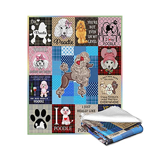 Poodle Throw Blanket,Cute Dog Poodle Blankets and Throws for Bed Couch All Season, Warm Soft Lightweight Flannel Poodle Blanket Outdoor Travel Gift for Adults and Kids 40x50in