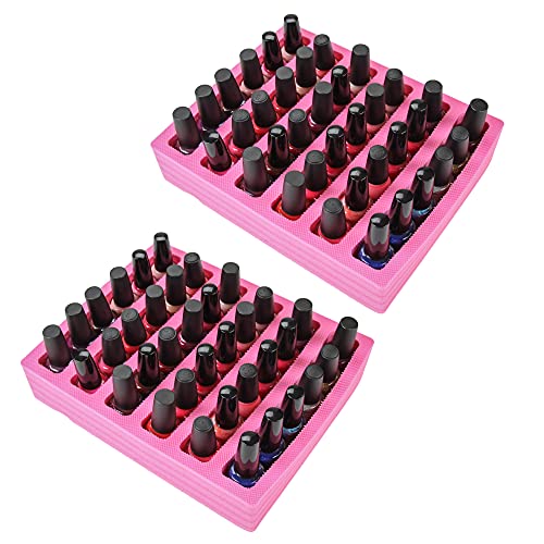 Polar Whale 2 Nail Polish Drawer Organizers Tray Durable Pink Foam Washable Waterproof Insert for Home Bathroom Bedroom Office 8.9 x 10.9 Each Holds up to 36