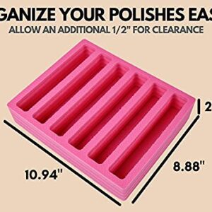 Polar Whale 2 Nail Polish Drawer Organizers Tray Durable Pink Foam Washable Waterproof Insert for Home Bathroom Bedroom Office 8.9 x 10.9 Each Holds up to 36