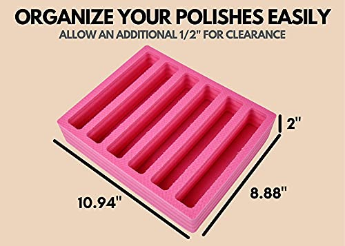 Polar Whale 2 Nail Polish Drawer Organizers Tray Durable Pink Foam Washable Waterproof Insert for Home Bathroom Bedroom Office 8.9 x 10.9 Each Holds up to 36