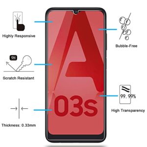 NEW'C Pack of 3, Glass Screen Protector for Samsung Galaxy A03 / A03s, Anti-Scratch, Anti-Fingerprints, Bubble-Free, 9H Hardness, 0.33mm Ultra Transparent, Ultra Resistant Tempered Glass