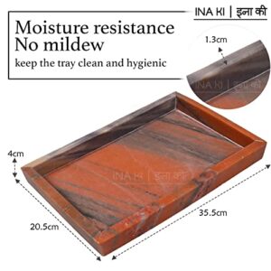 INA KI Natural Marble Tray | Natural Marble Color May Vary (Pink) - 14 x 8 Inches