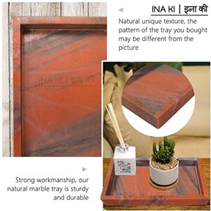 INA KI Natural Marble Tray | Natural Marble Color May Vary (Pink) - 14 x 8 Inches