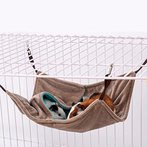 small animal hammocks plush hideout pet cage hammock for ferret hamster guinea pig chinchilla flying squirrel hanging bed (khaki)