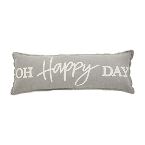 Mud Pie, Gray, 12" x 35 1/2" Happy Day Long Pillow