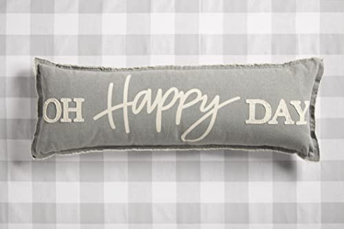 Mud Pie, Gray, 12" x 35 1/2" Happy Day Long Pillow