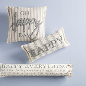 Mud Pie, Cream, Happy Definition Pillow, 35" x 7"