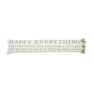 mud pie, cream, happy definition pillow, 35" x 7"