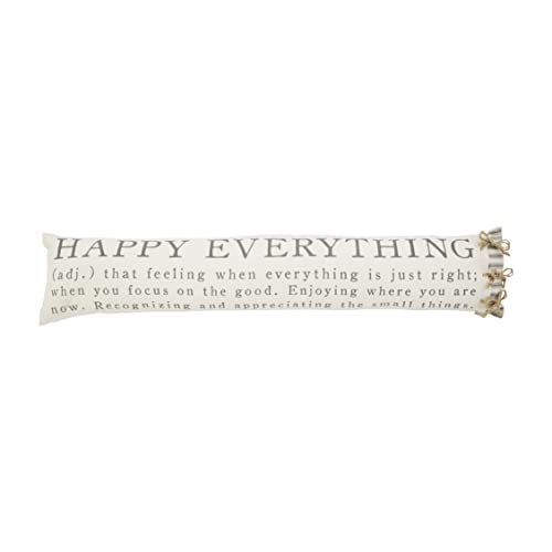 Mud Pie, Cream, Happy Definition Pillow, 35" x 7"