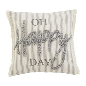 Mud Pie Tufted Pillow, 18" x 18", Happy Day