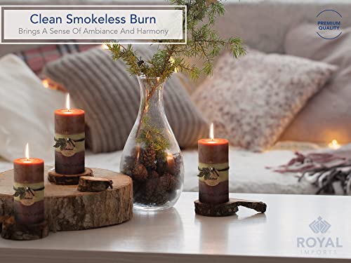 Royal Imports 3" x 6" Pillar Candles for Fall, Thanksgiving Holiday Décor, Rustic Farmhouse Wedding & Home Decoration, Unscented Dripless & Smokeless, Set of 6, Brown Autumn Ombre Wax