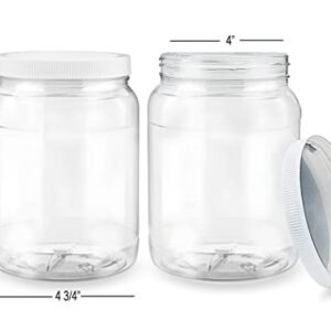 ljdeals 1/2 Gallon 64 oz Clear Plastic Jars with Lids, Large Jars, Wide Mouth Storage Containers, Pack of 3, BPA Free, Food Safe, made in USA