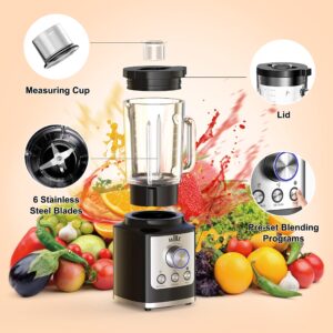 Willz High Speed Kitchen Countertop Blender for Juices, Shakes, Smoothies - Ice Crush & Pulse Functions, 60oz, Black