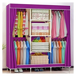 xianggui 1983 wardrobe 69" non-woven cloth wardrobe large capacity folding portable diy wardrobe clothes storage fabric closet clothing storage cabinet wardrobe rack (color : purple)